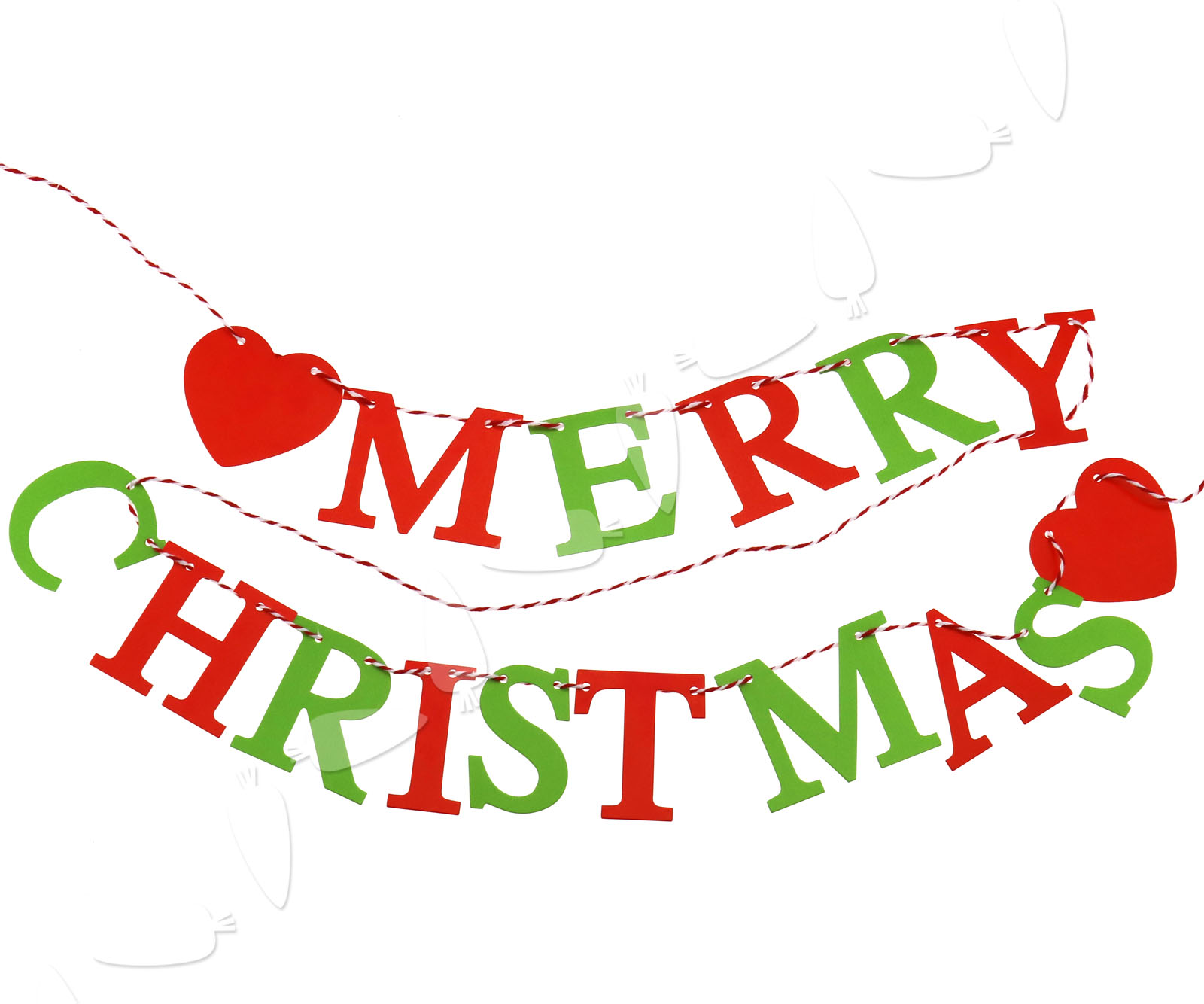 New Merry Christmas Garland Xmas Sign Red Hearts Bunting Banner Home ...