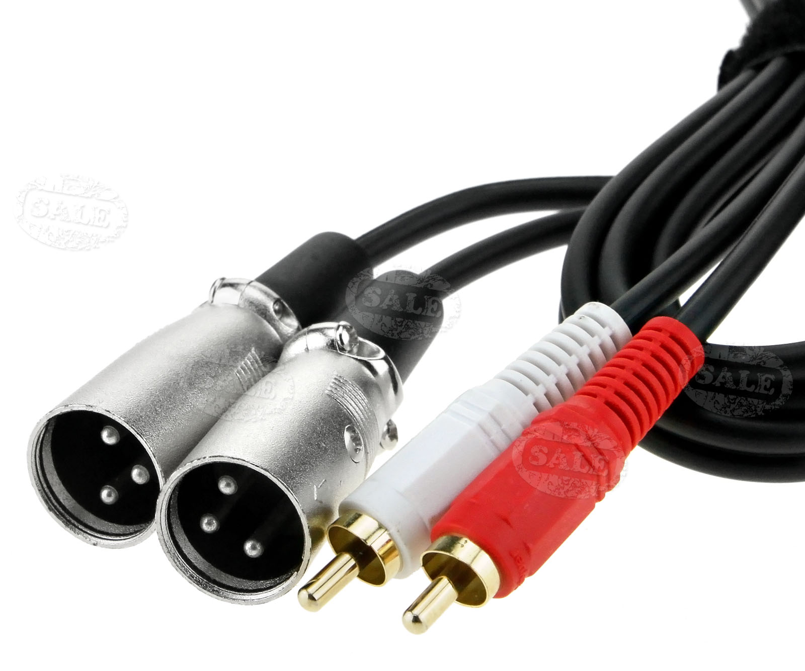 1.5M TWIN DOUBLE 2X XLR MALE TO 2 x RCA RCA TO XLR SOCKET PHONO PLUG ...