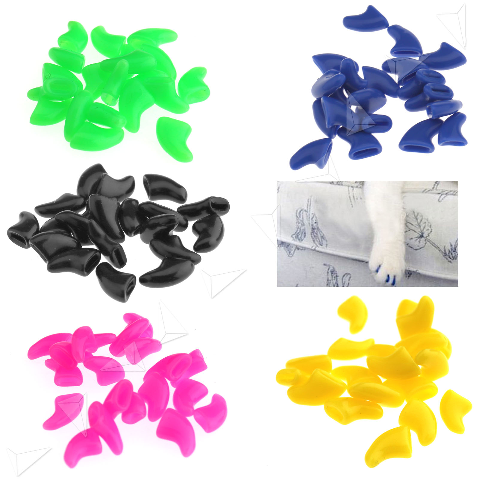 100 x gatti morbidi animali domestici taglia XS zampe colorate artiglio tappi unghie