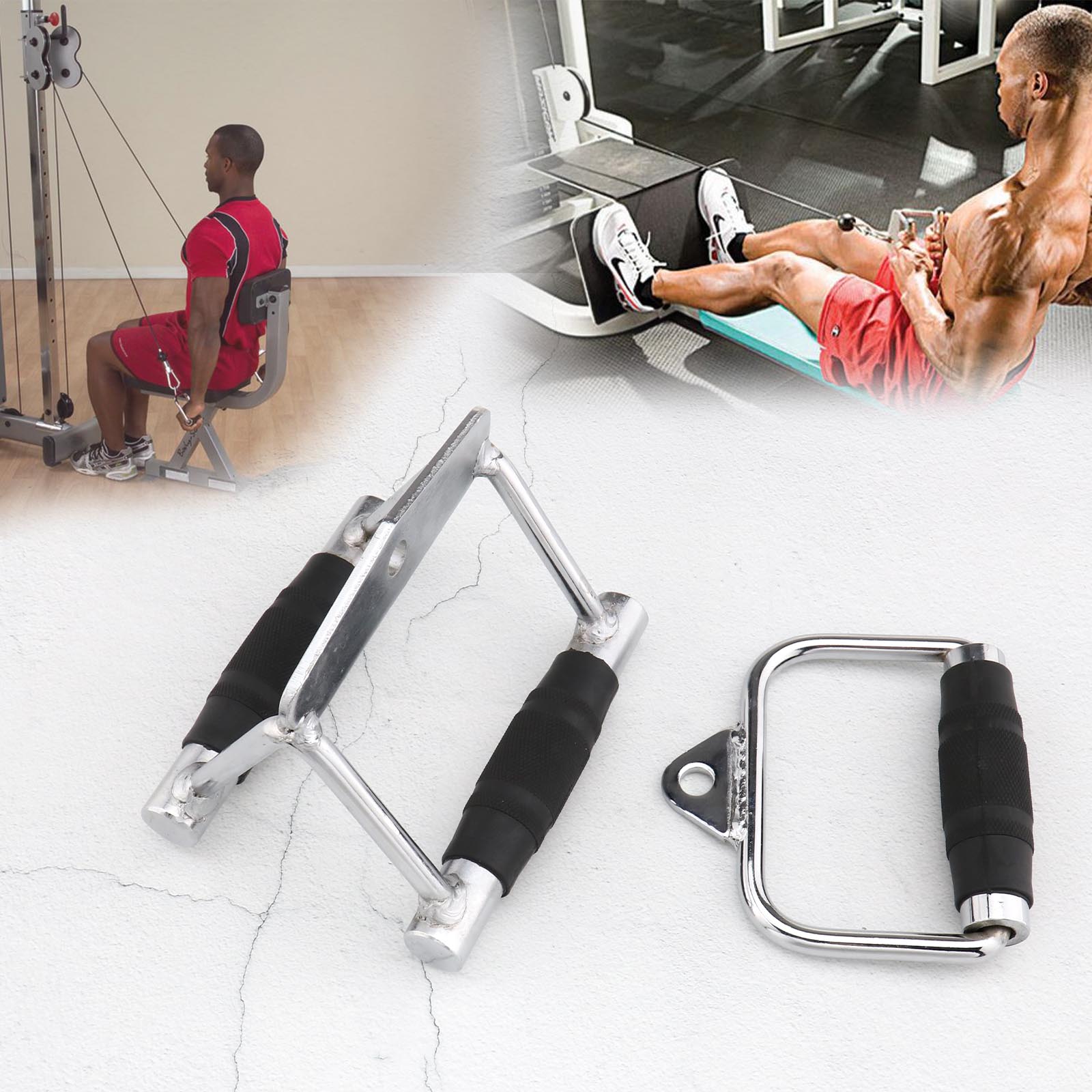 Seated Row Bar with Rubber Handles for Cable Exercise Equipment Gym ...