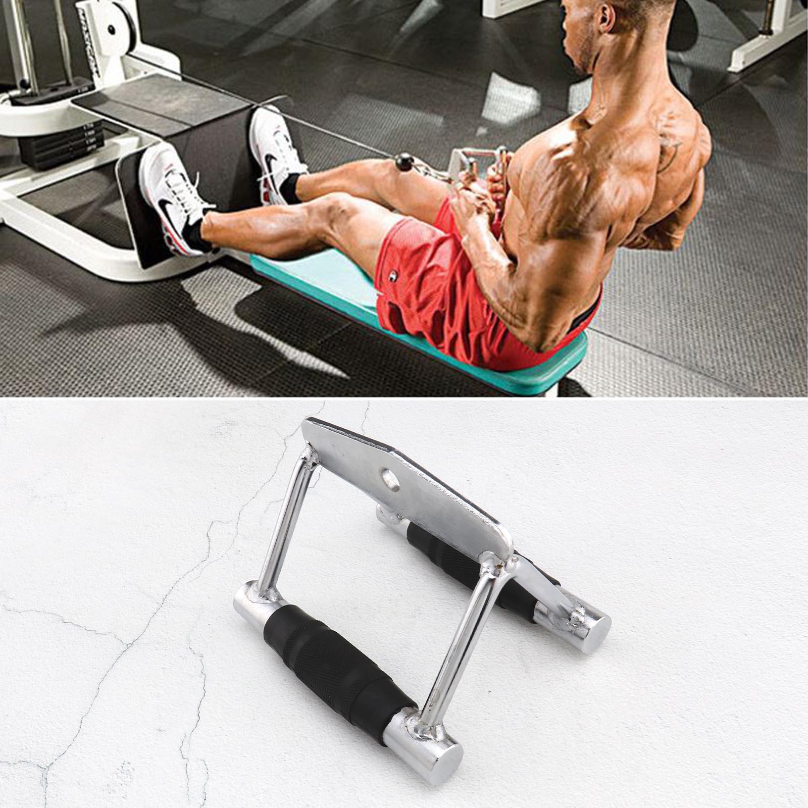 Seated Row Bar with Rubber Handles for Cable Exercise Equipment Gym ...