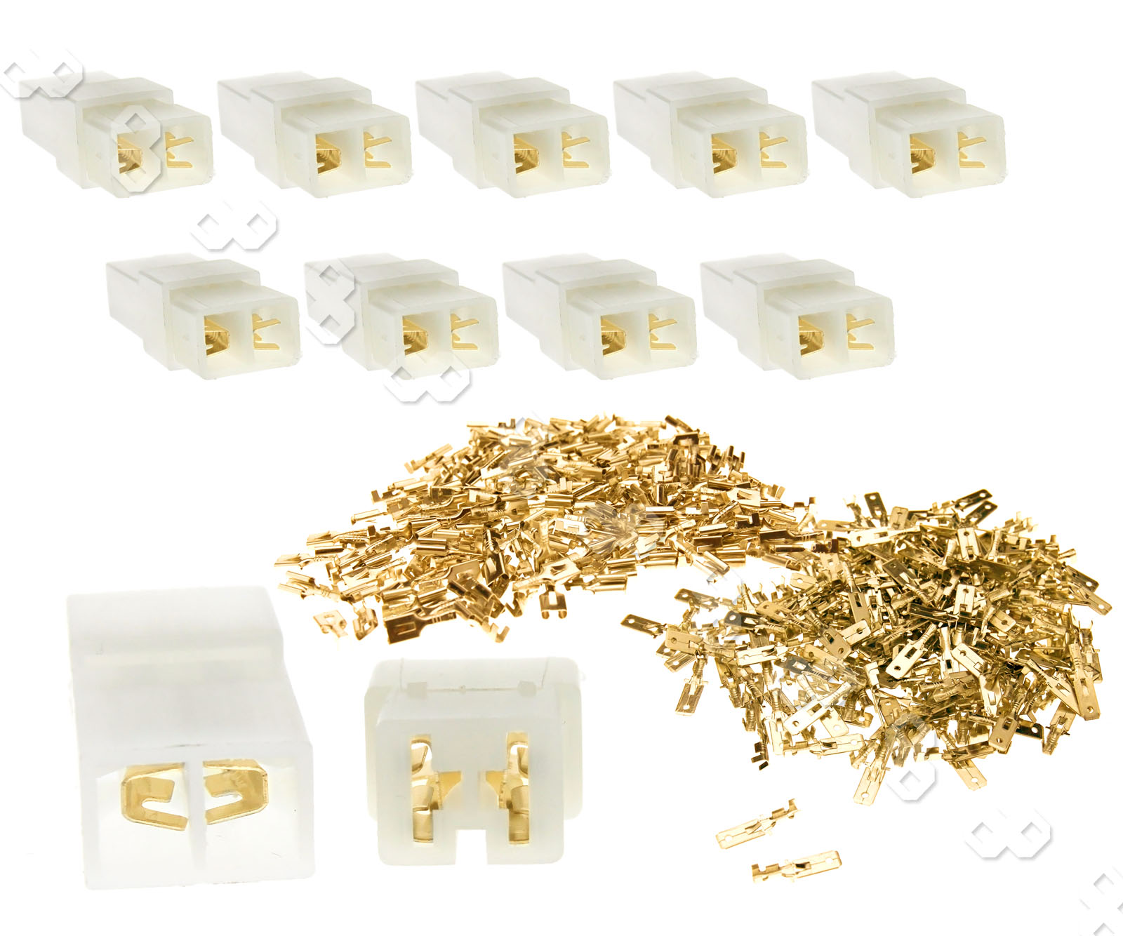 10 Sets 2 WAY PIN 6.3MM ELECTRICAL MULTI PLUG CONNECTOR TERMINAL BLOCK ...