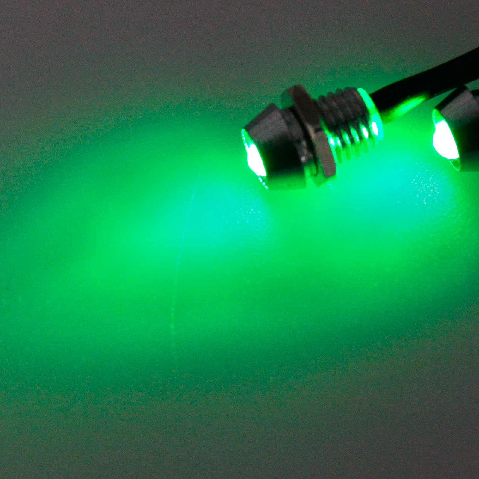 2x 12V 6mm Car Panel Indicator Lamp Warning Light Green LED Metal Truck Van