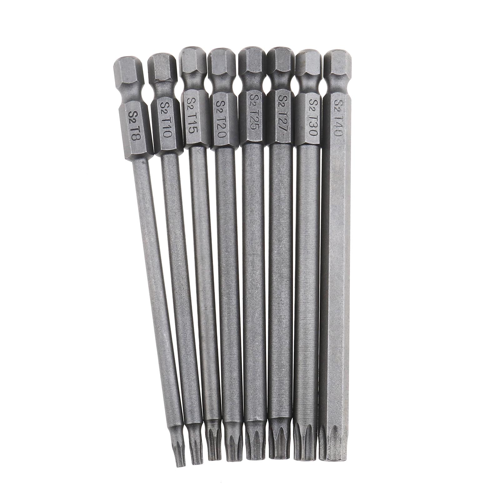 8pcs 1/4" Hex Shank T8 T10 T15 T20 T25 T27 T30 T40 Head Torx ...