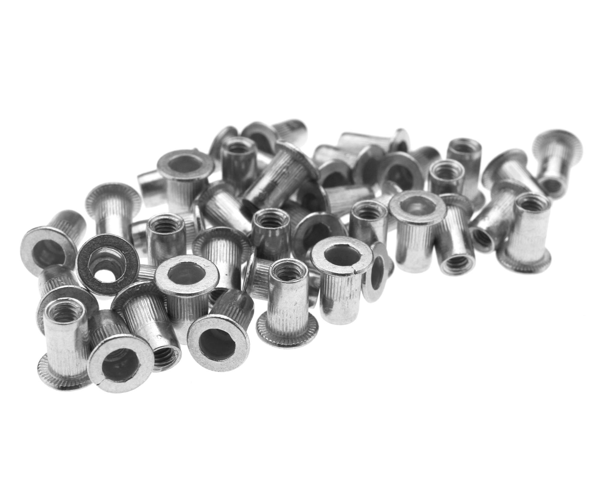 50 x M4 Aluminum Grooved Serrated Knurled Large Head Rivnuts Rivet Nuts ...