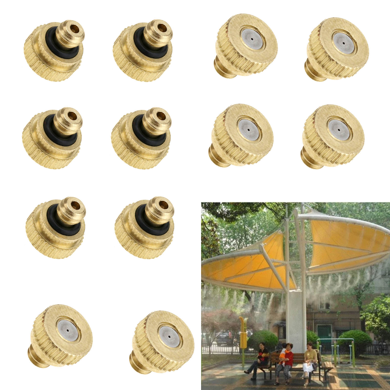 12pcs 1x1cm 0.3mm Inner Thread Low Pressure Atomizing Spray Head Nozzle ...