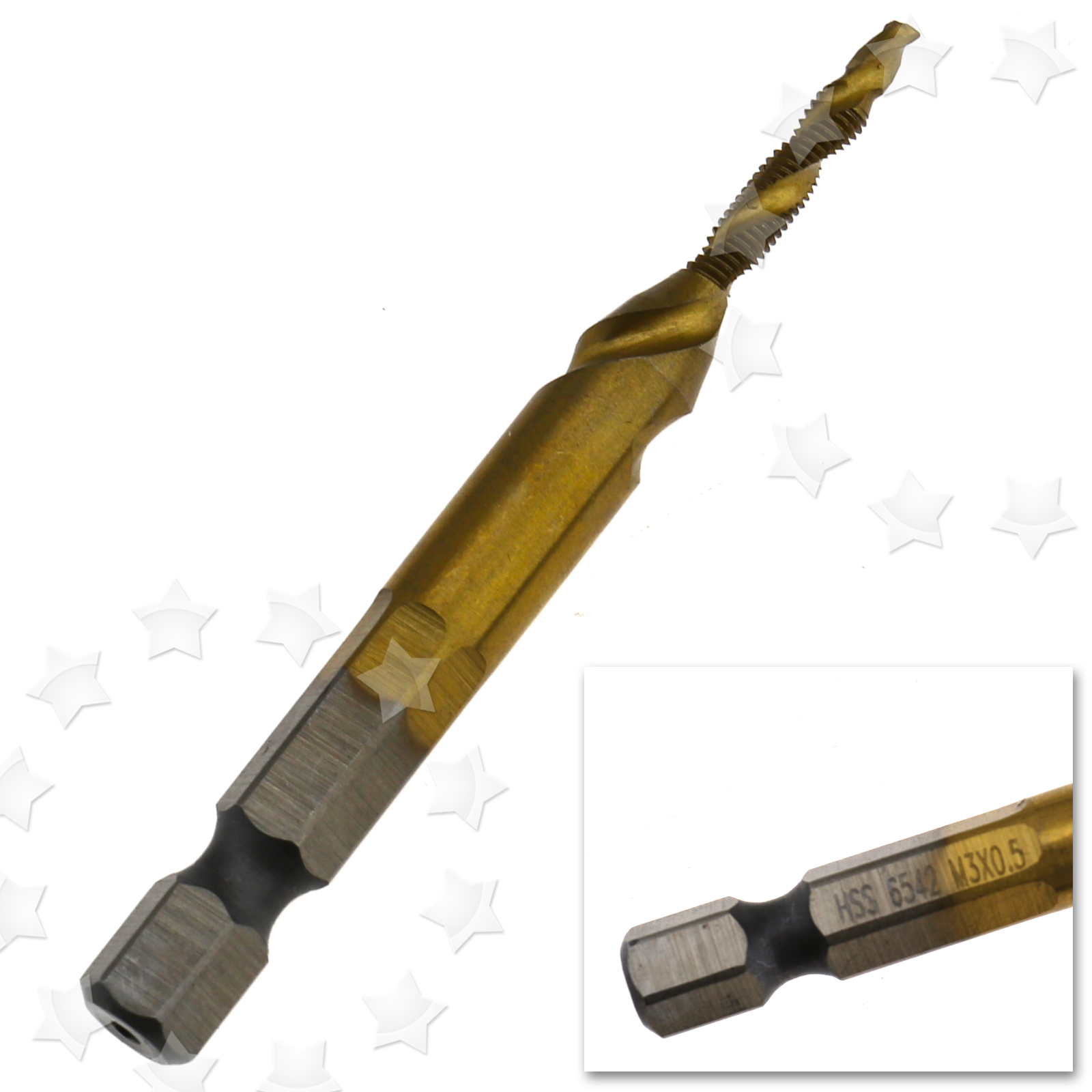 DRILL TAP COUNTERSINK Deburr Set Metric 6pc Combination Drill Tap Bit