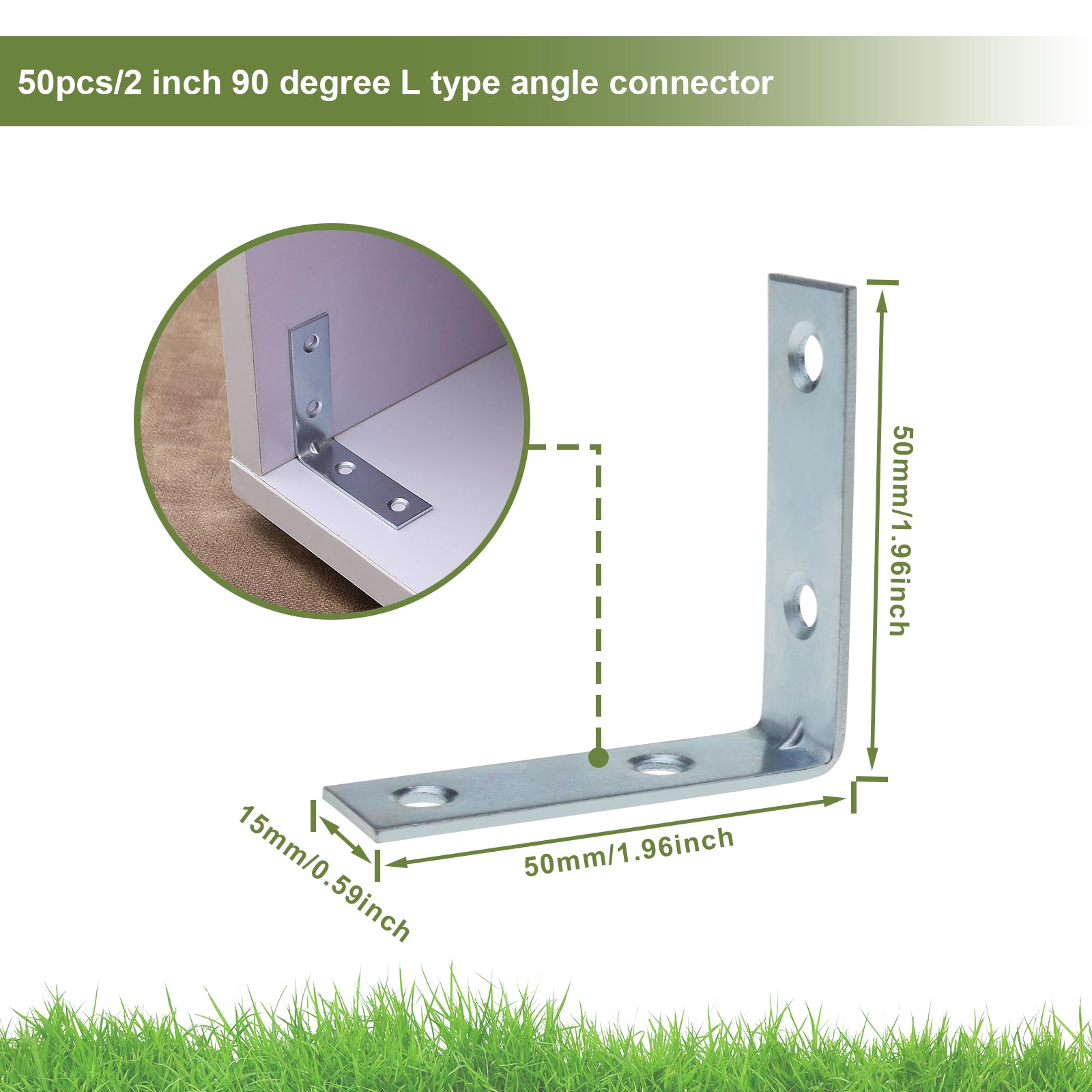 50Pcs 90 Degree Carbon Steel Zinc Plated Furniture Angle Corner ...