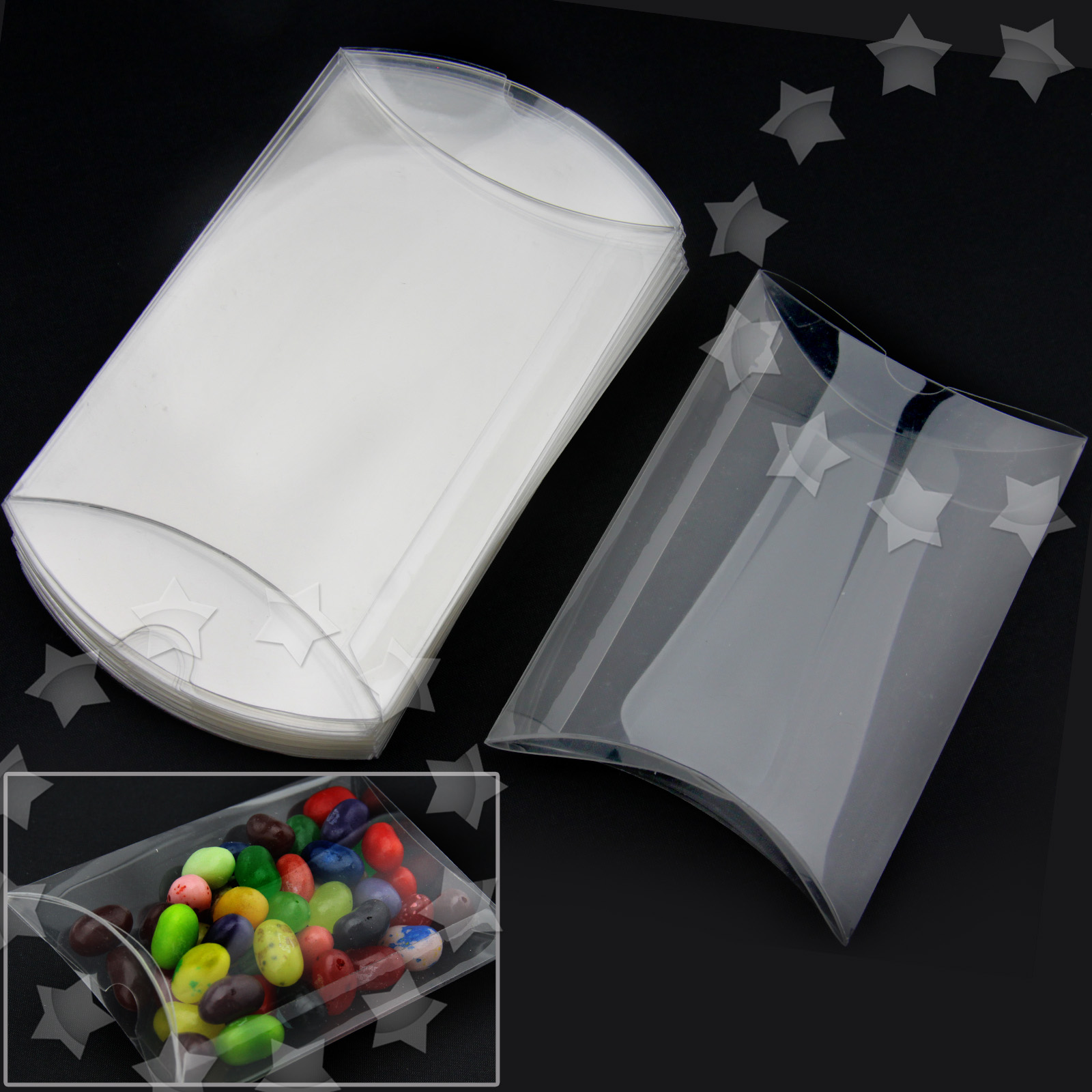 25pcs Plastic Candy Box PVC Pillow Style Chocolate Sweet Wedding Party ...