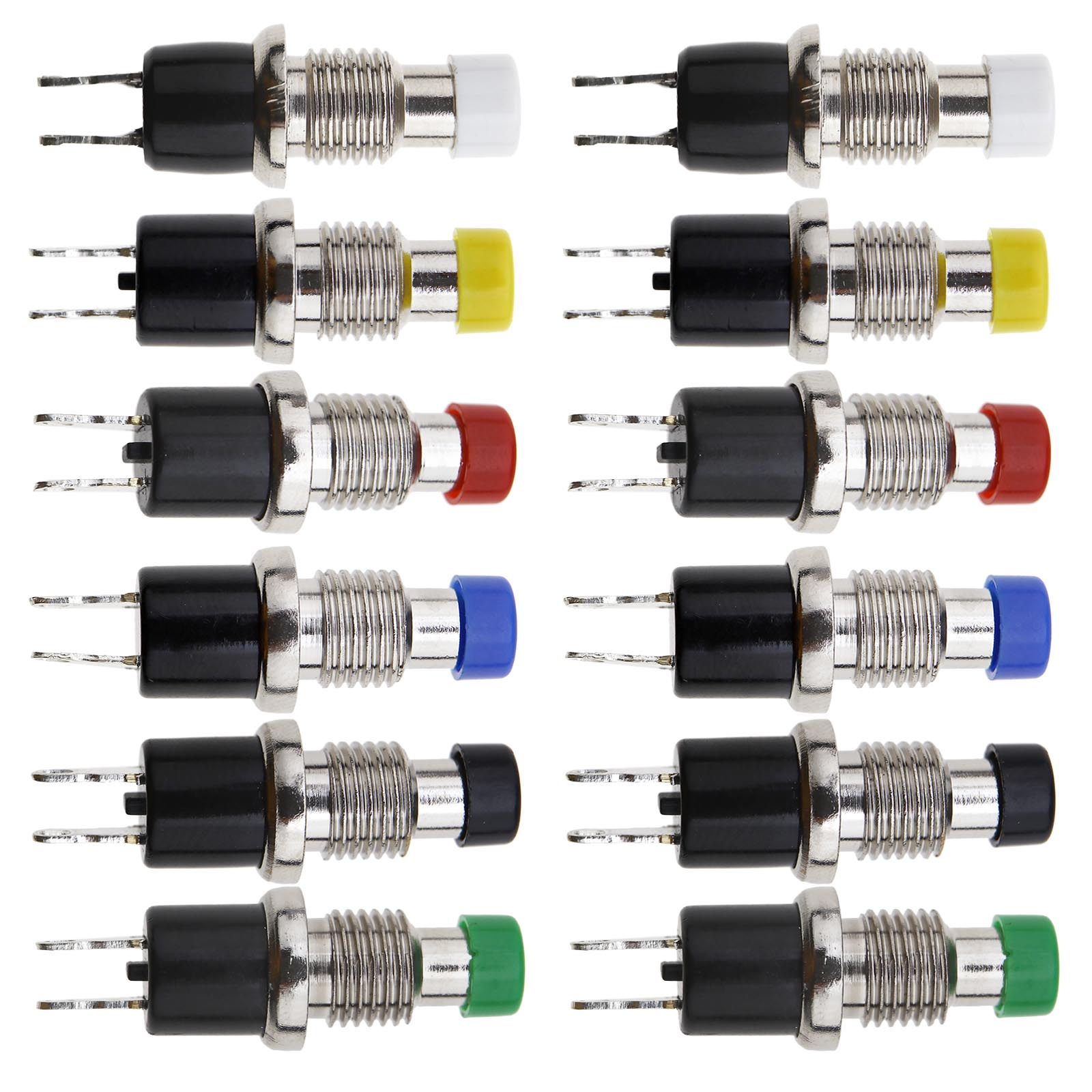 SPST 12pcs Mini Push Button Switch Set 1 a 250v Panel Mount Knob Swich ...
