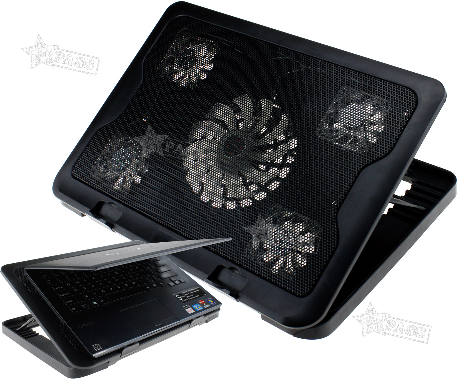 Laptop Cooling Fan Pad Cooler Mat 36x28cm 5 Fans Usb-powered for ...