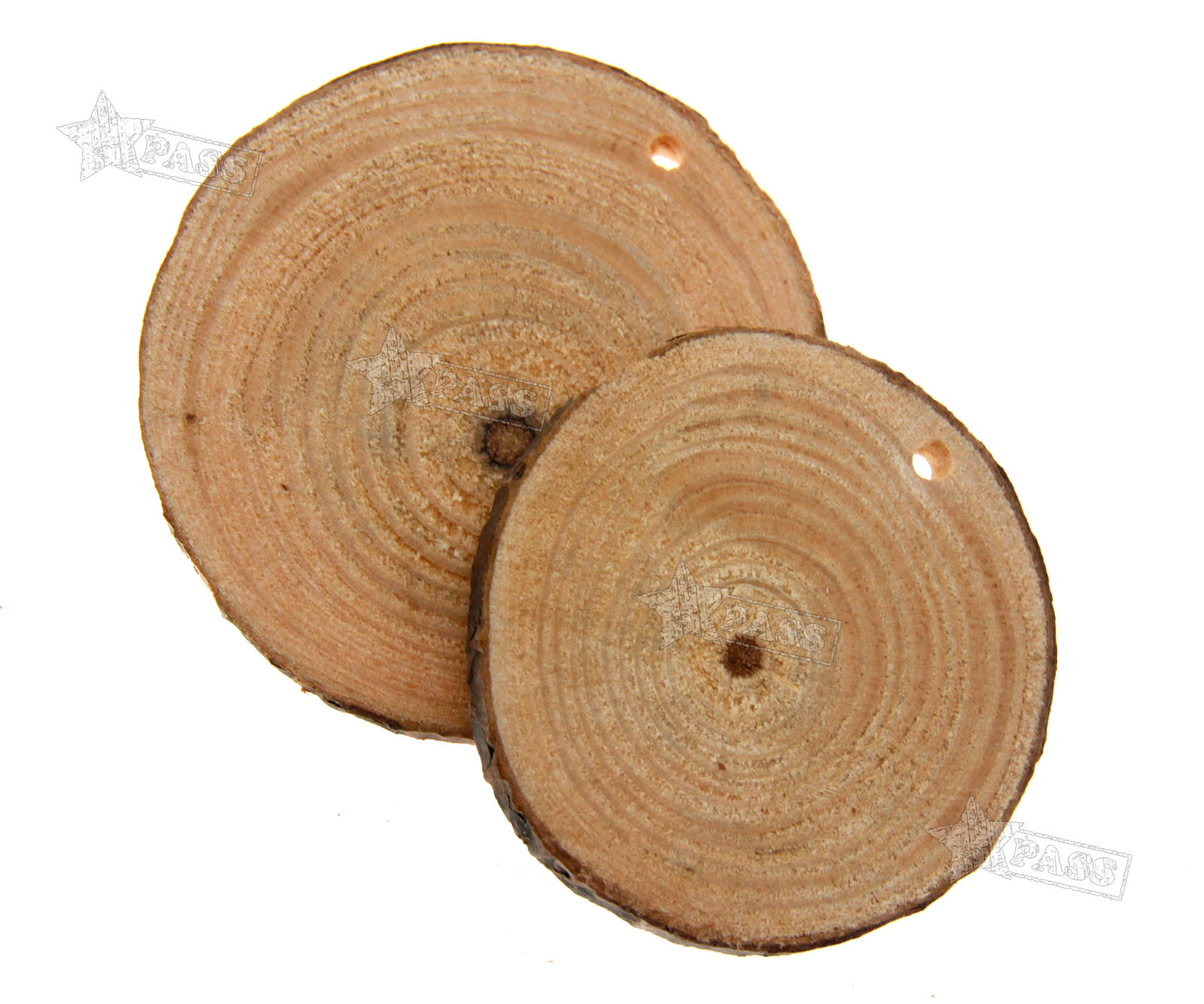 24 X Natural Wood Round Discs Slices With Hole for DIY Craft Hobbies ...