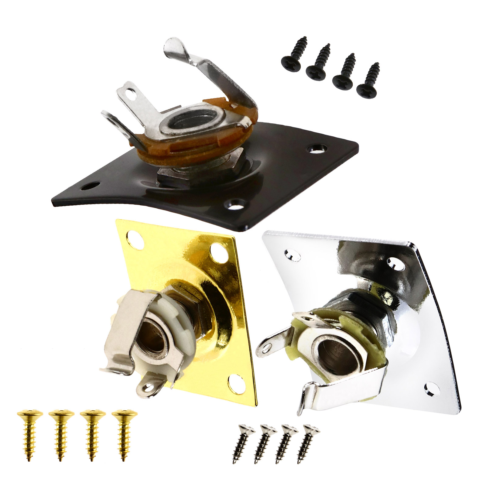 UNIVERSAL SQUARE OUTPUT Jack Plate Socket for Strat & Tele Electric ...